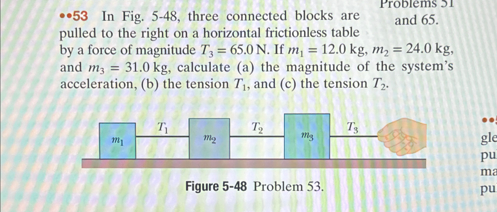 Solved -053 In Fig. 5-48, three connected blocks are pulled | Chegg.com