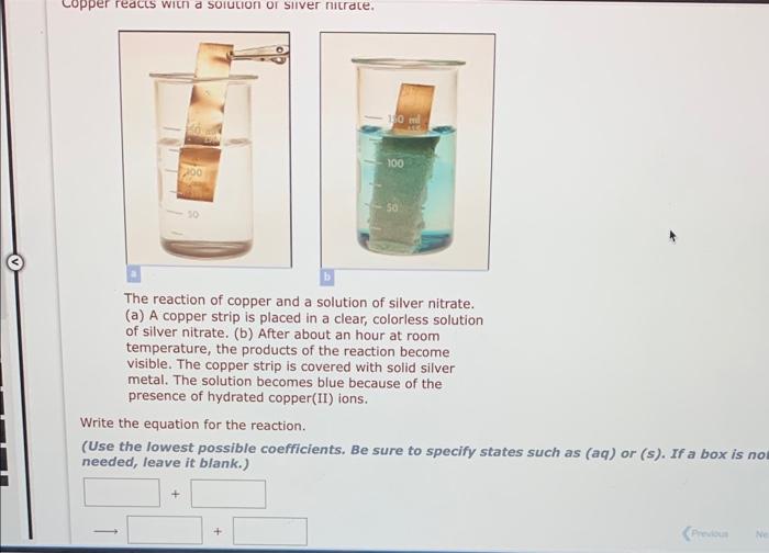Solved copper reacts wicn a soiucion or silver nitrate. The | Chegg.com