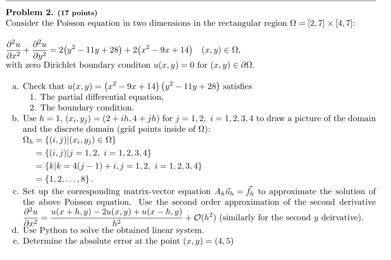 Solved Problem 2. (17 ﻿points)Consider the Poisson equation | Chegg.com