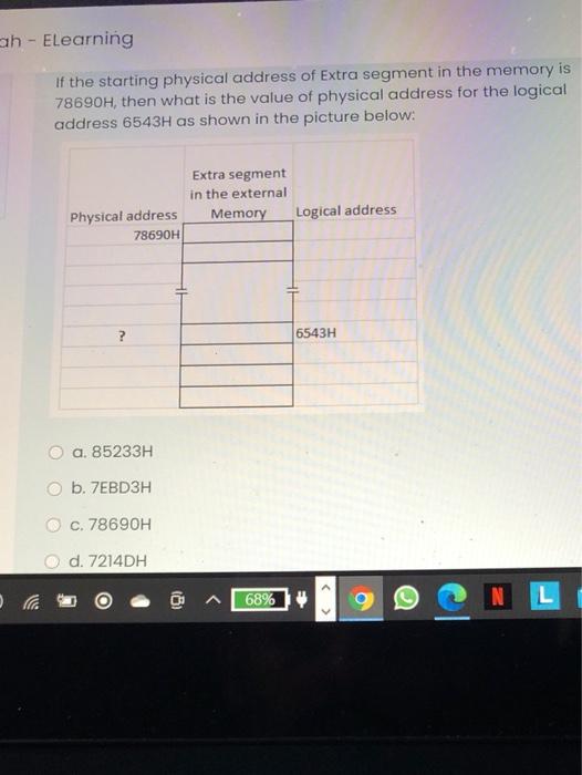 Solved ah - Elearning If the starting physical address of | Chegg.com