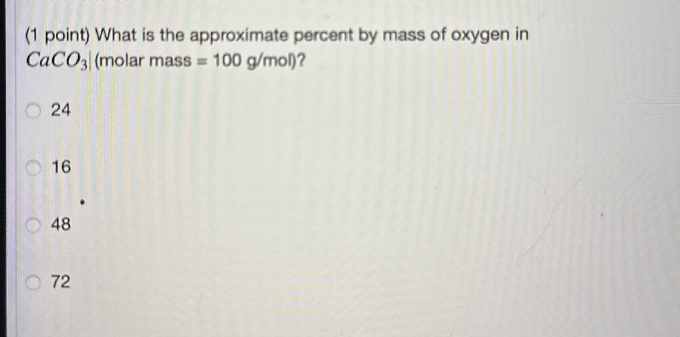 Solved (1 point) What is the approximate percent by mass | Chegg.com Solved (1 point) What is the approximate percent by mass | Chegg.com