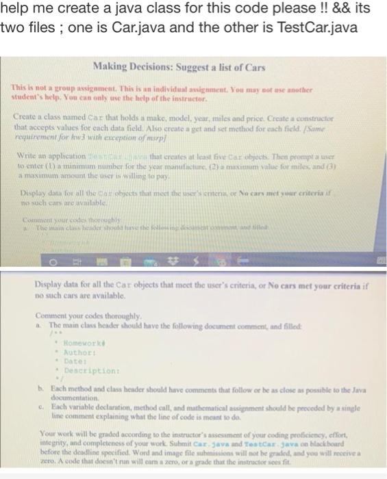 Solved help me create a java class for this code please !! | Chegg.com
