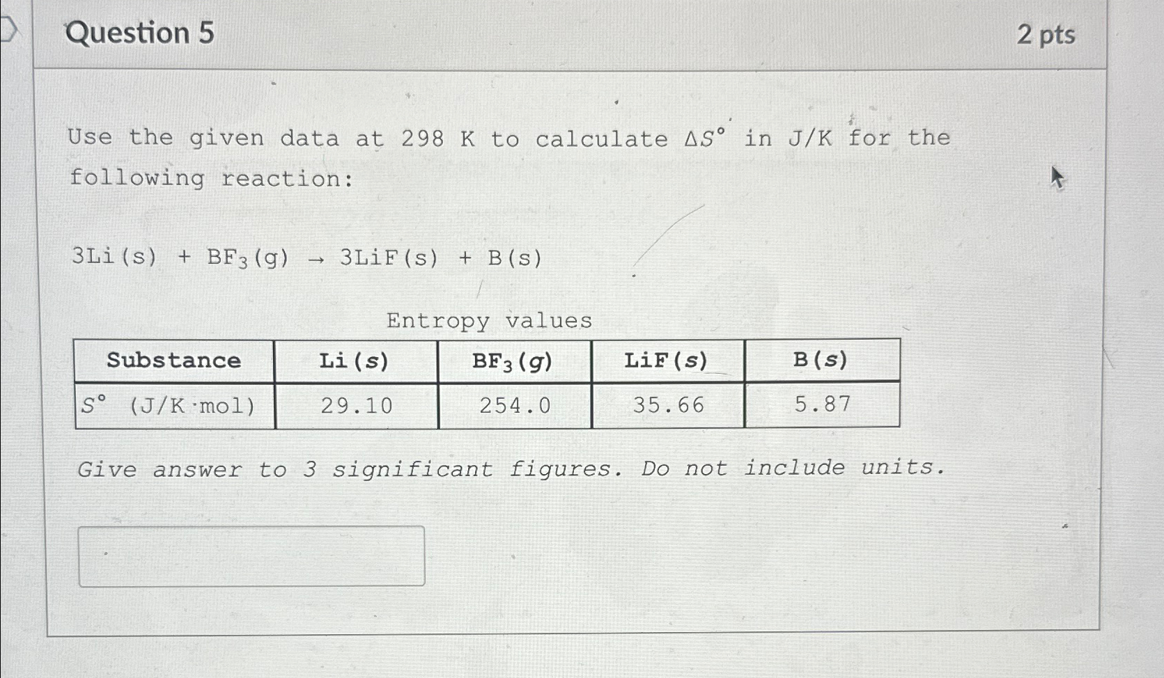 Solved Question 52ptsUse the given data at 298K ﻿to | Chegg.com