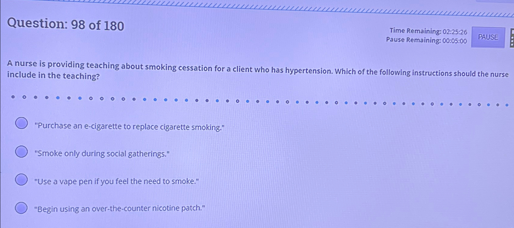 Solved Question: 98 ﻿of 180Time Remaining: 02:25:26Pause | Chegg.com