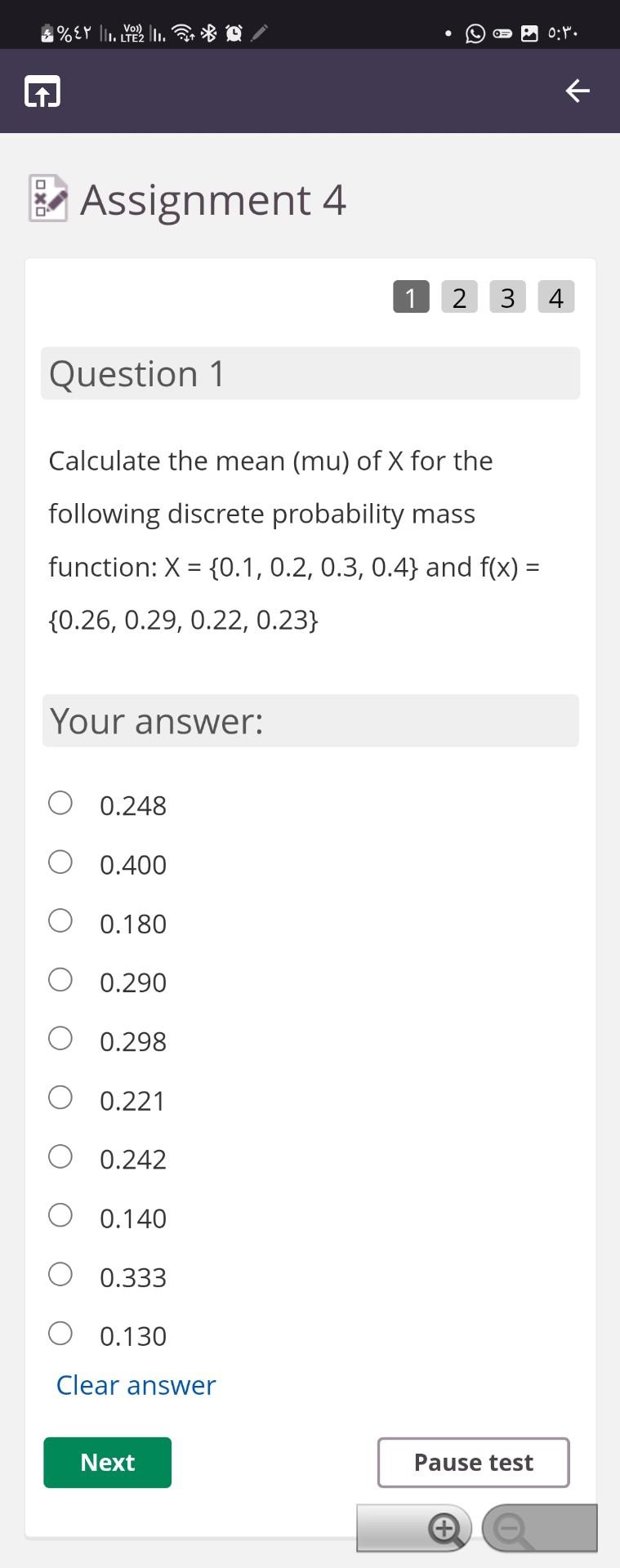 Solved Question 1 Calculate the mean (mu) of X for the | Chegg.com