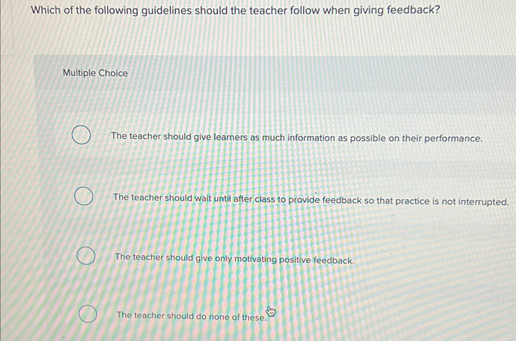Solved Which of the following guidelines should the teacher | Chegg.com