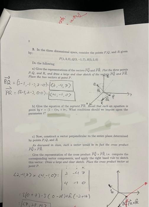 2. In the three dimensional space, consider the | Chegg.com