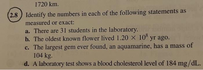 Solved 2.8 Identify the numbers in each of the following | Chegg.com