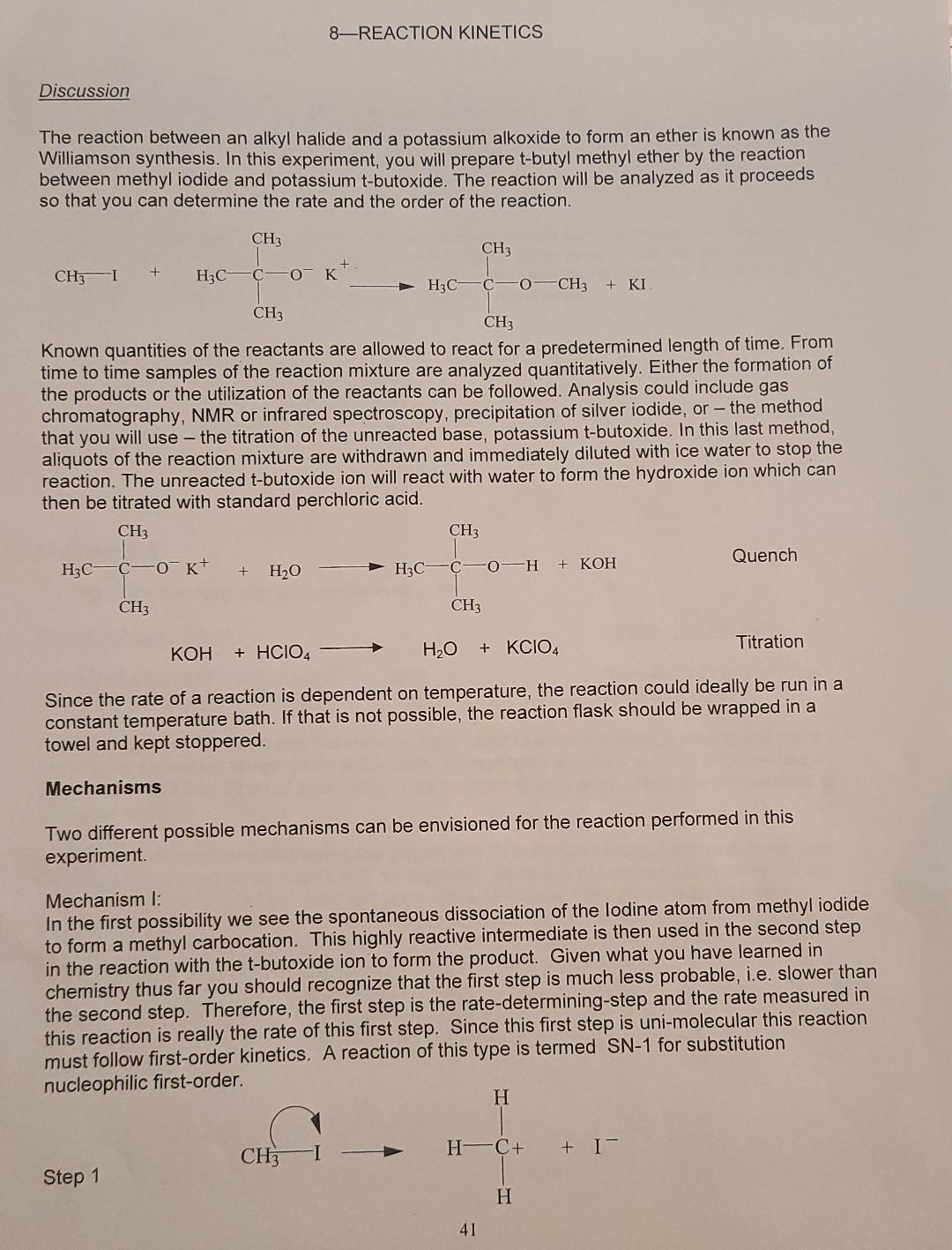 Solved 8—REACTION KINETICS Discussion The reaction between | Chegg.com