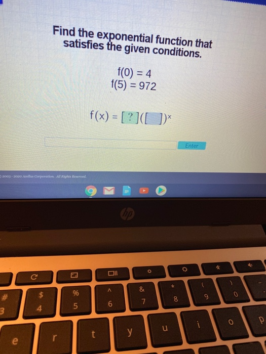 Solved Find the exponential function that satisfies the | Chegg.com