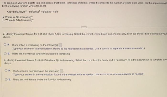Solved The projected year-end assets in a collection of | Chegg.com