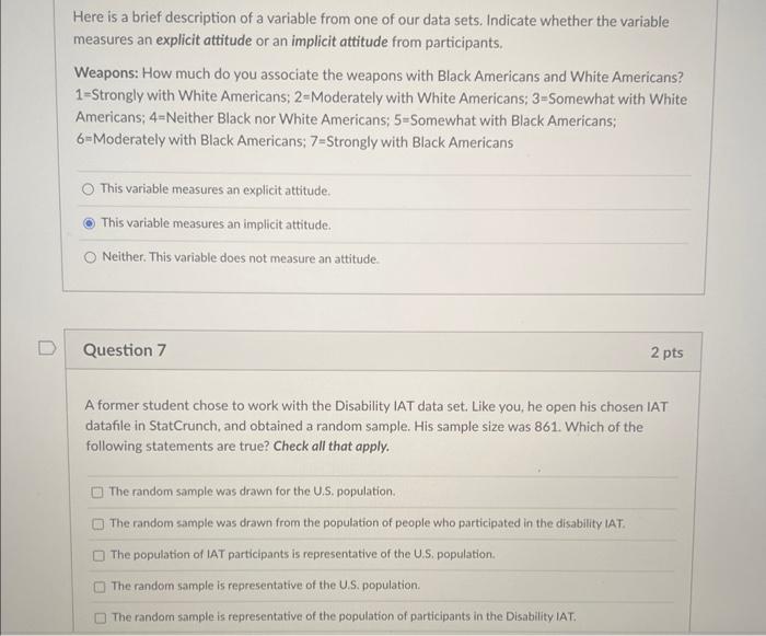 Solved Here is a brief description of a variable from one of | Chegg.com