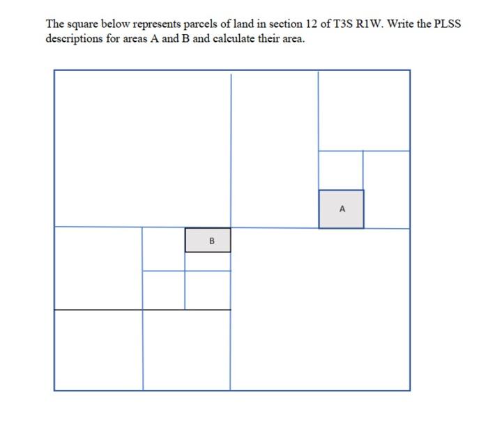 Solved Public Land Survey System (PLSS) The square below | Chegg.com