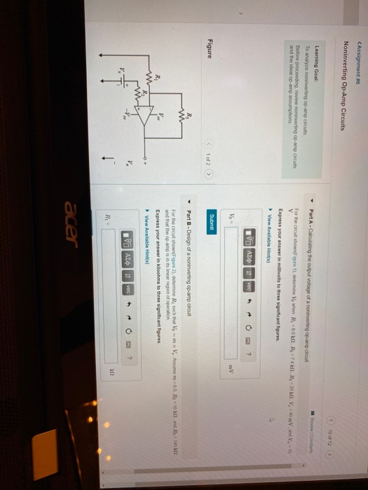Solved - Part A. Calculating the output voltage of a | Chegg.com