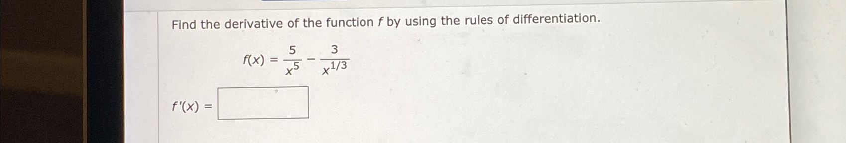 Solved Find the derivative of the function f ﻿by using the | Chegg.com