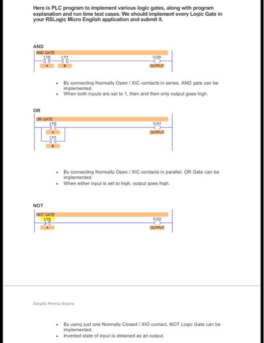 Solved Here is PLC program to implement various logic gates, | Chegg.com