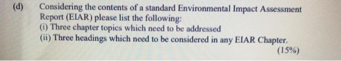 Solved (d) Considering the contents of a standard | Chegg.com