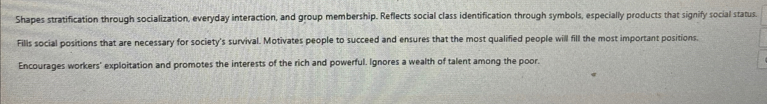 Solved Shapes stratification through socialization, everyday | Chegg.com