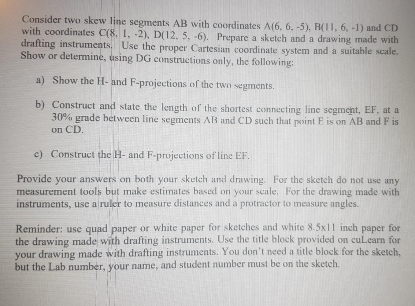 Solved Consider two skew line segments AB with coordinates | Chegg.com