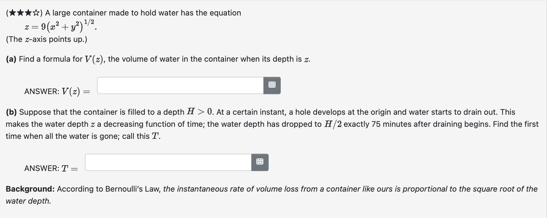 Solved A large container made to hold water has the | Chegg.com