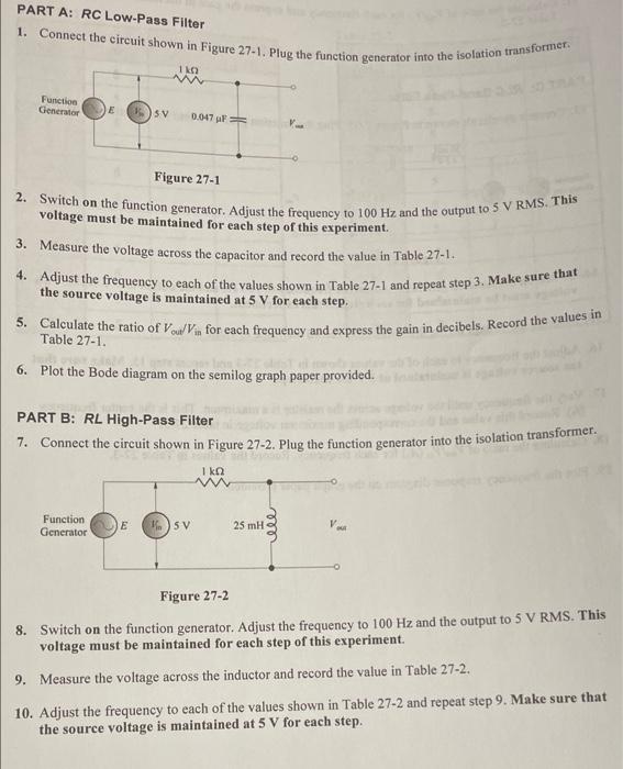 Solved PART A: RC Low-Pass Filter 1. Connect the circuit | Chegg.com