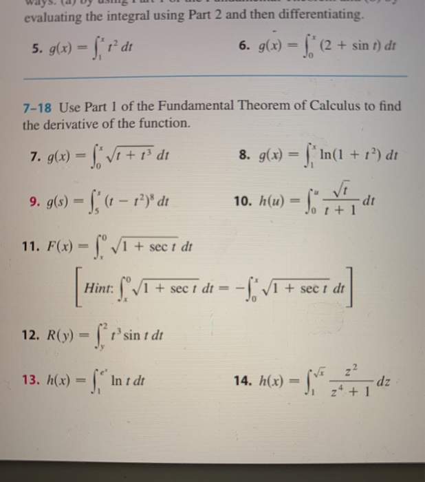 Solved evaluating the integral using Part 2 and then | Chegg.com