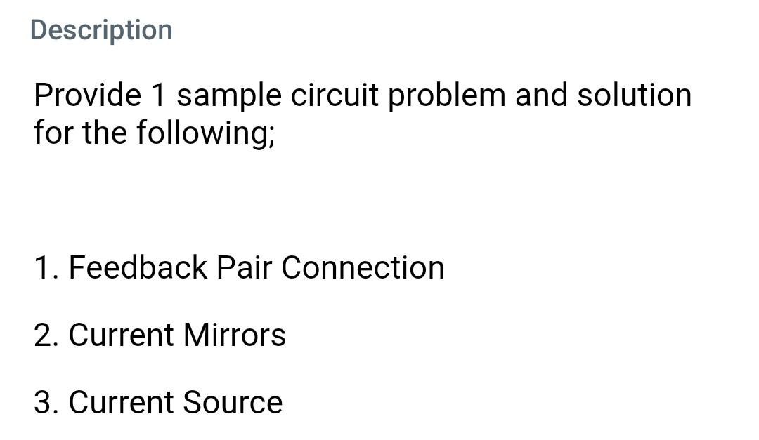 Solved Description Provide 1 sample circuit problem and | Chegg.com