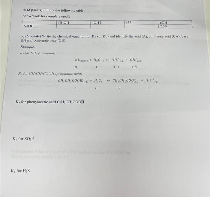 Solved 4) (3 points) Fill out the following table: Show work | Chegg.com