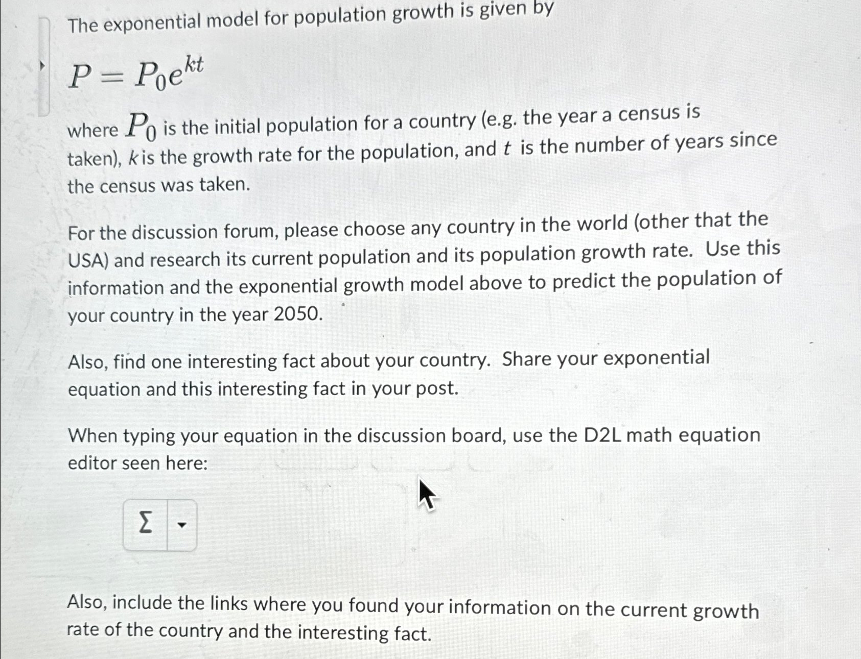 The exponential model for population growth is given | Chegg.com