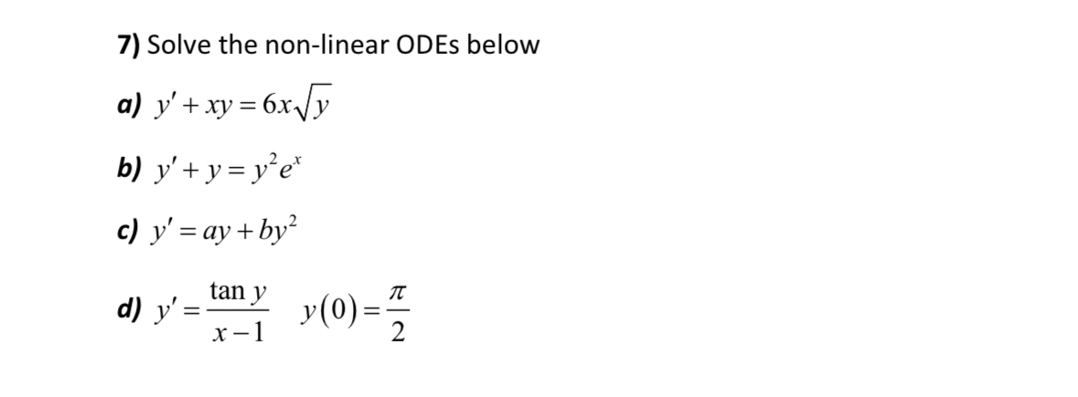 Solved by an EXPERT Solve the non-linear ODEs | Chegg.com