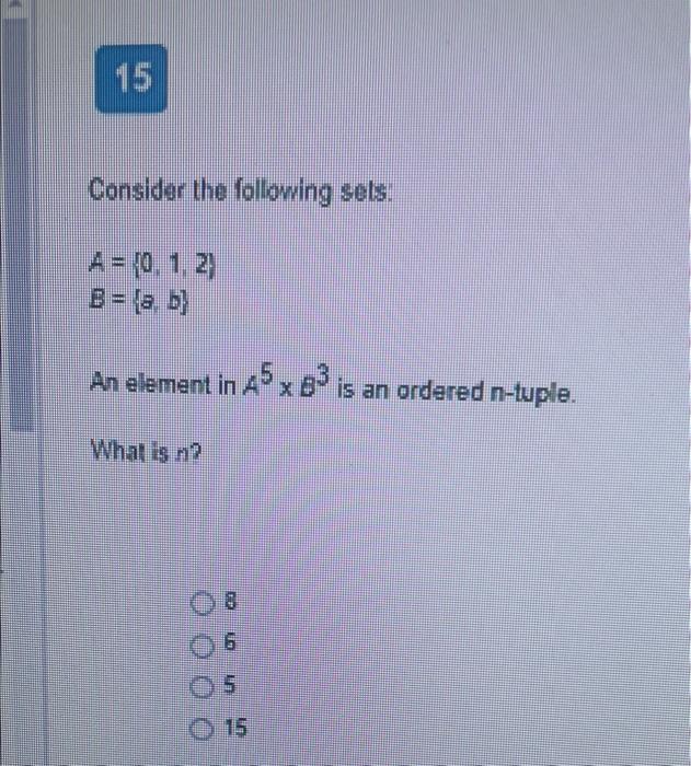 Solved Consider the following sels. A={0,1,2}B={a,b} An | Chegg.com