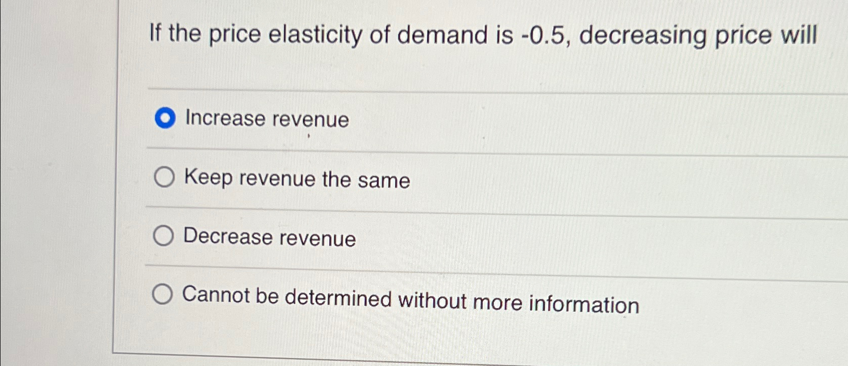 Solved If the price elasticity of demand is -0.5 , | Chegg.com
