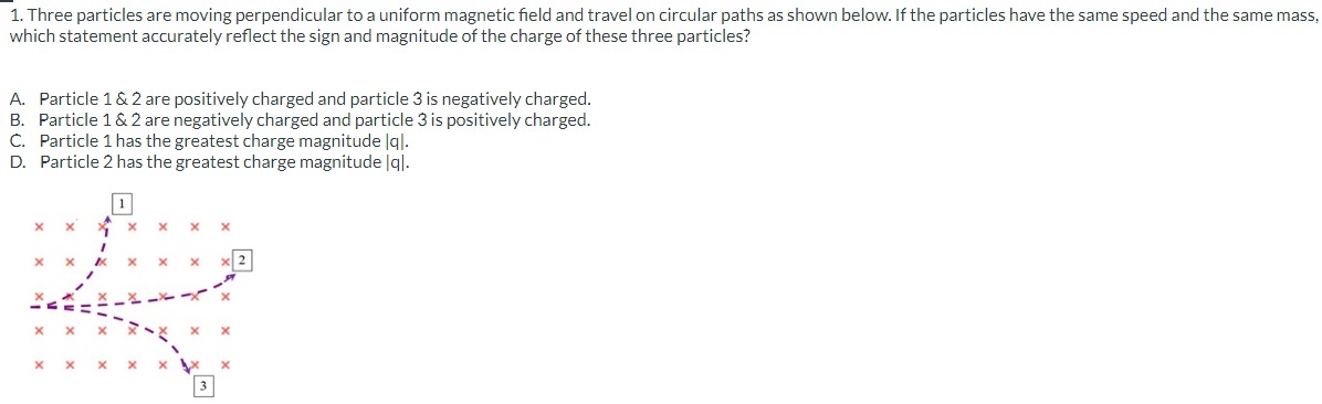 Solved Three particles are moving perpendicular to a uniform | Chegg.com