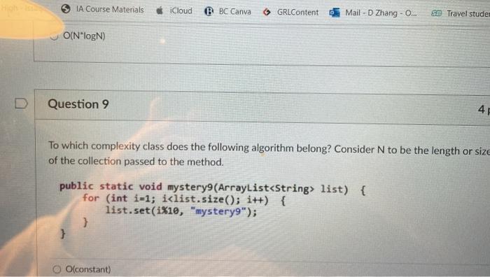 Solved Question 7 4p To Which Complexity Class Does The 