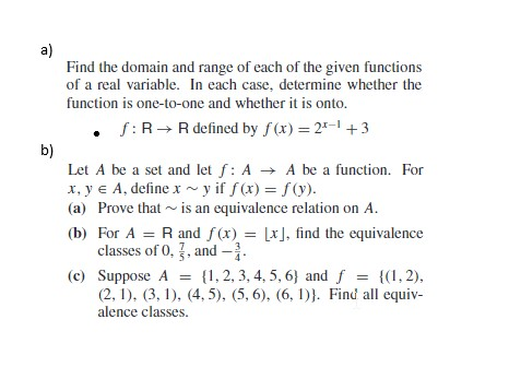 Solved a) Find the domain and range of each of the given | Chegg.com