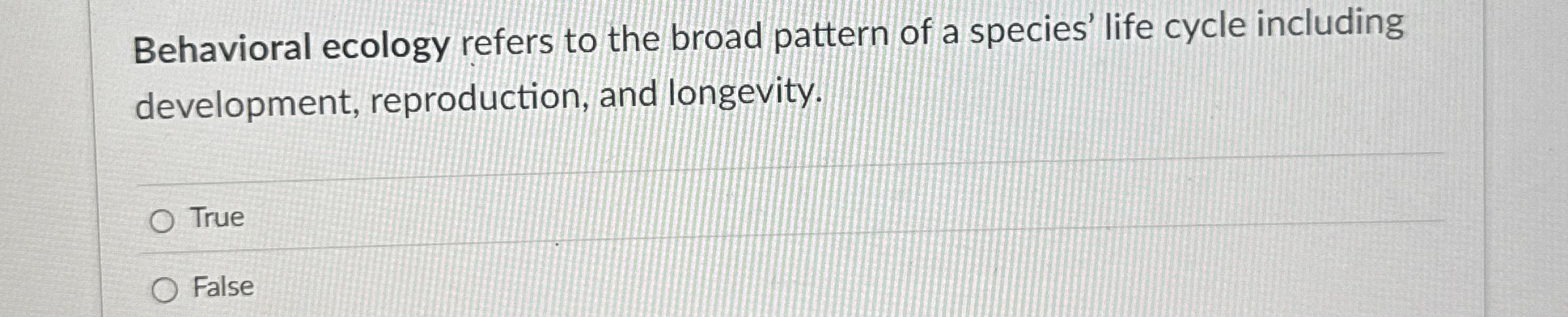 Solved Behavioral ecology refers to the broad pattern of a | Chegg.com