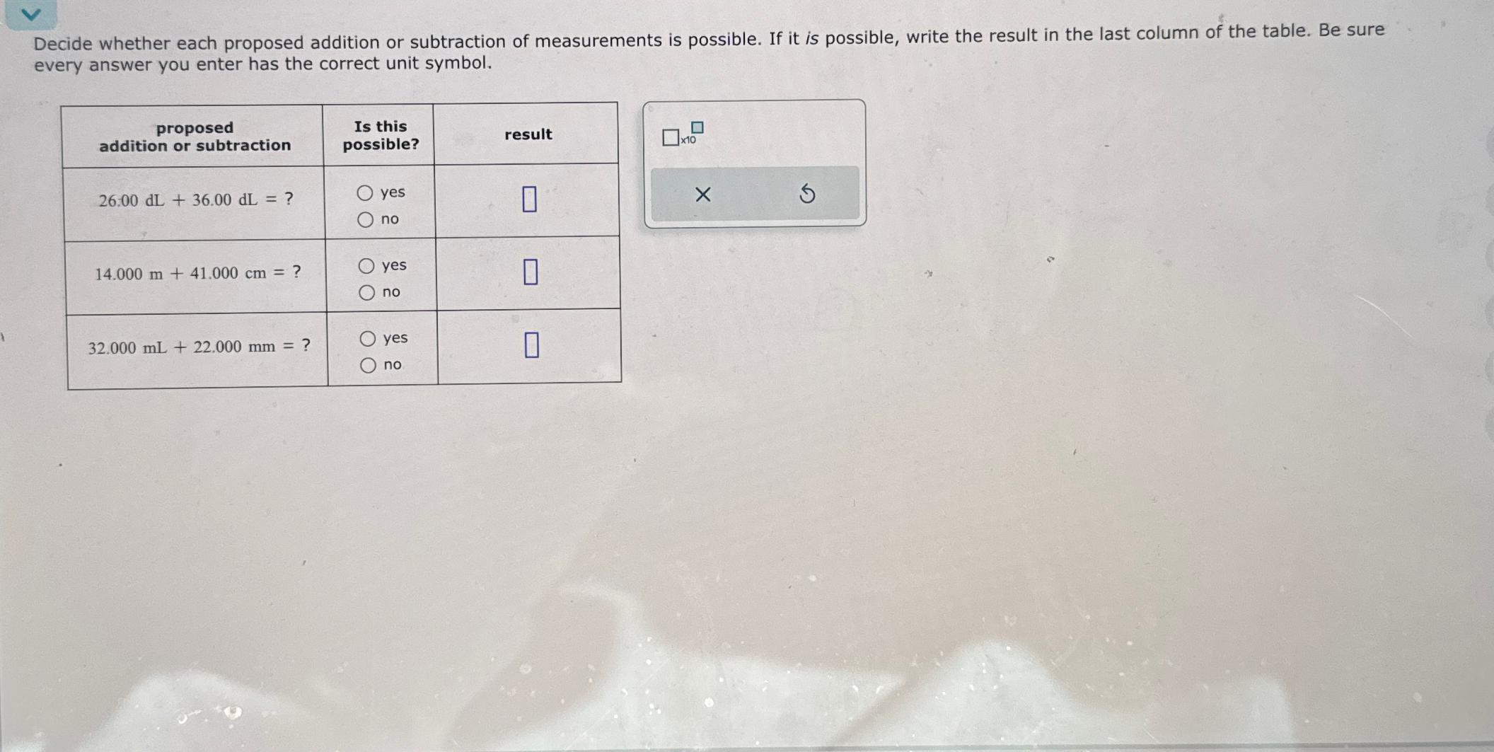 Solved Decide whether each proposed addition or subtraction | Chegg.com