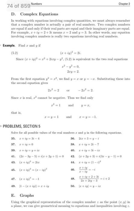 Solved D. Complex Equations In working with equations | Chegg.com