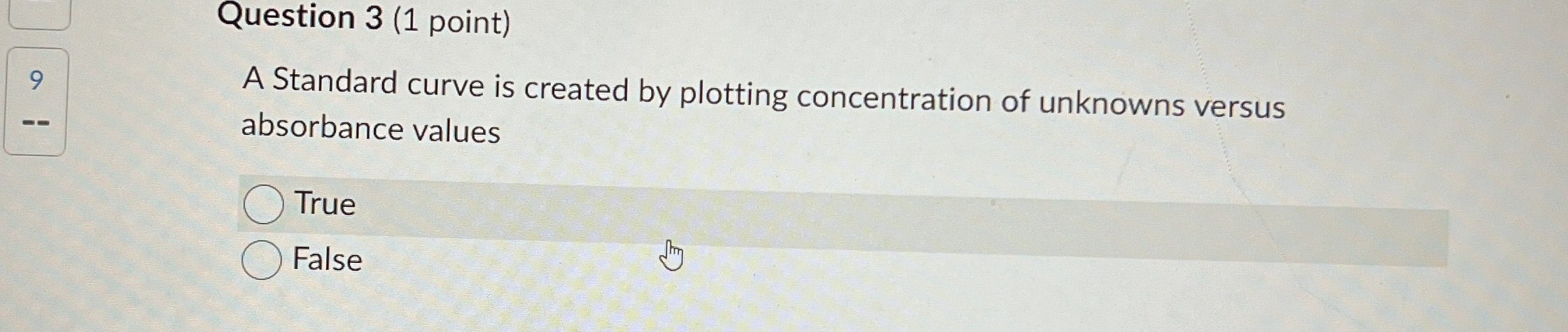 Solved Question 3 (1 ﻿point)A Standard curve is created by | Chegg.com