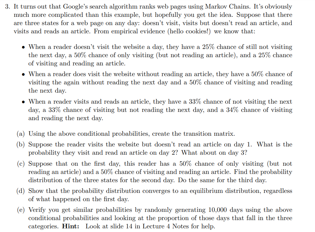 Solved It turns out that Google's search algorithm ranks web | Chegg.com