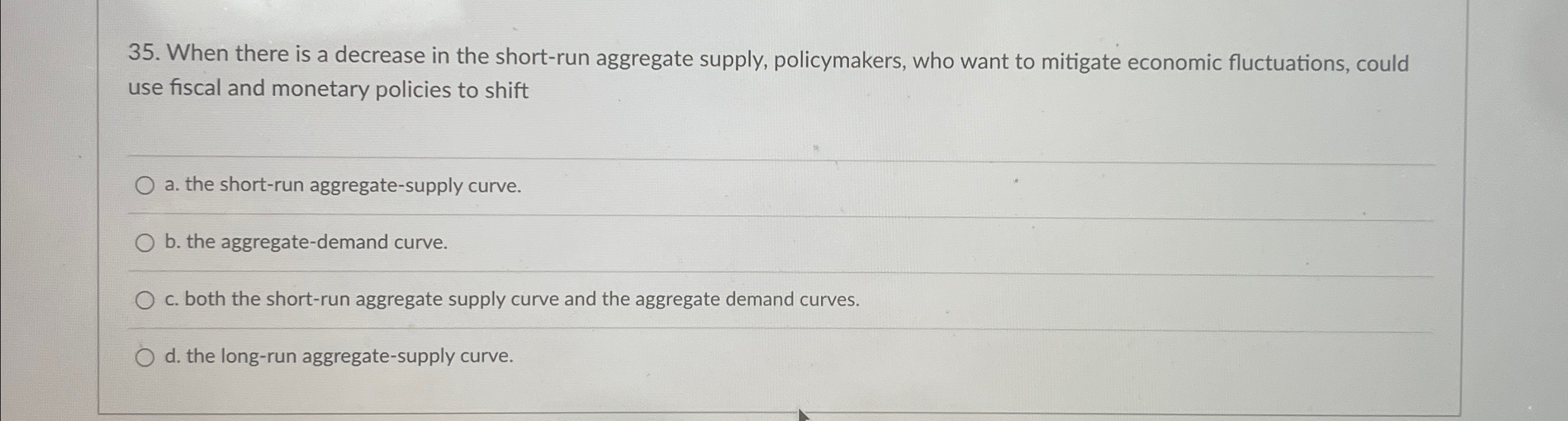 Solved When there is a decrease in the short-run aggregate | Chegg.com