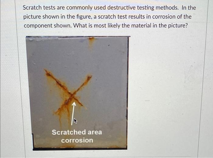Solved Scratch tests are commonly used destructive testing | Chegg.com