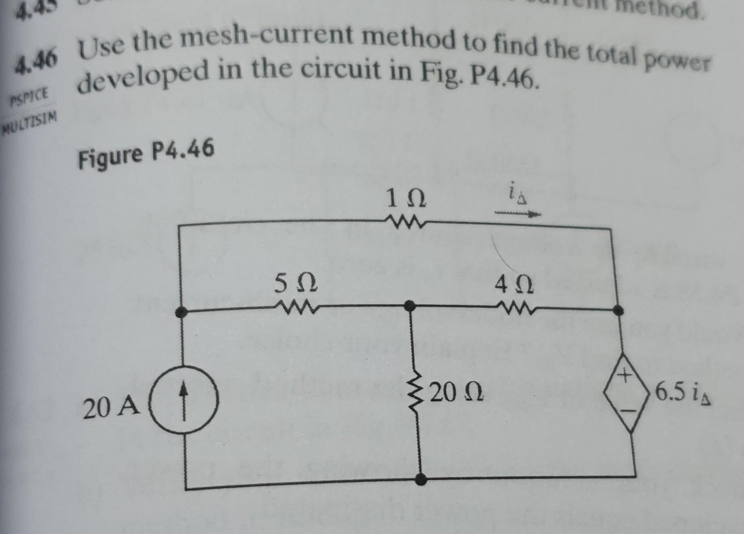 Solved 6 Use the mesh-current method to find the total power | Chegg.com