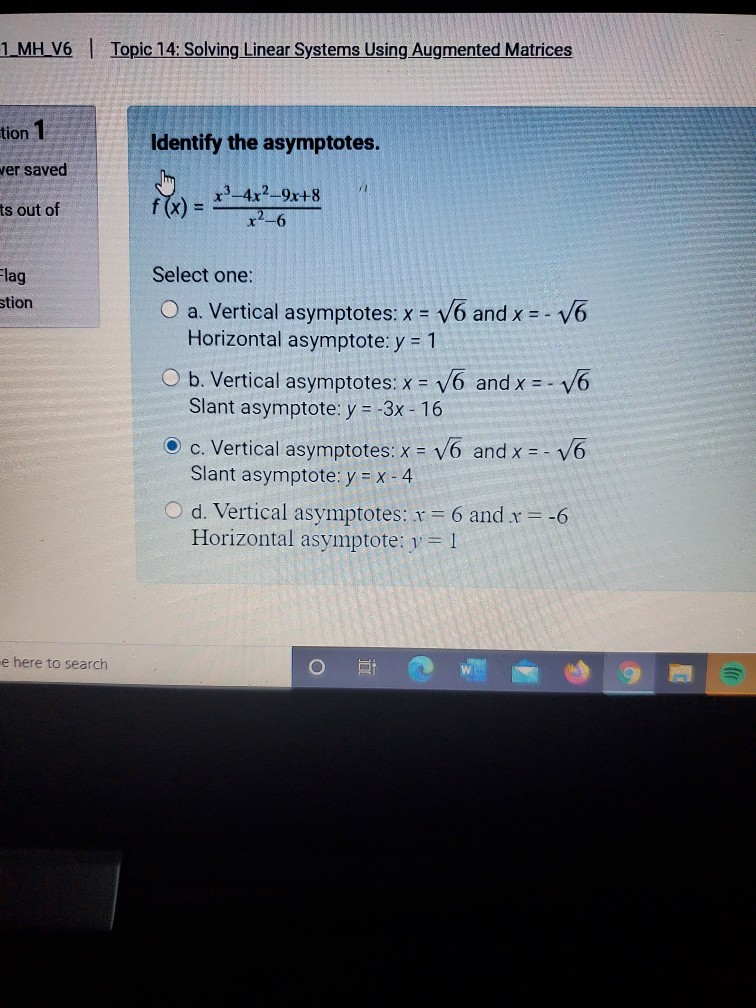 Solved 1 _MH_V6 Topic 14: Solving Linear Systems Using | Chegg.com