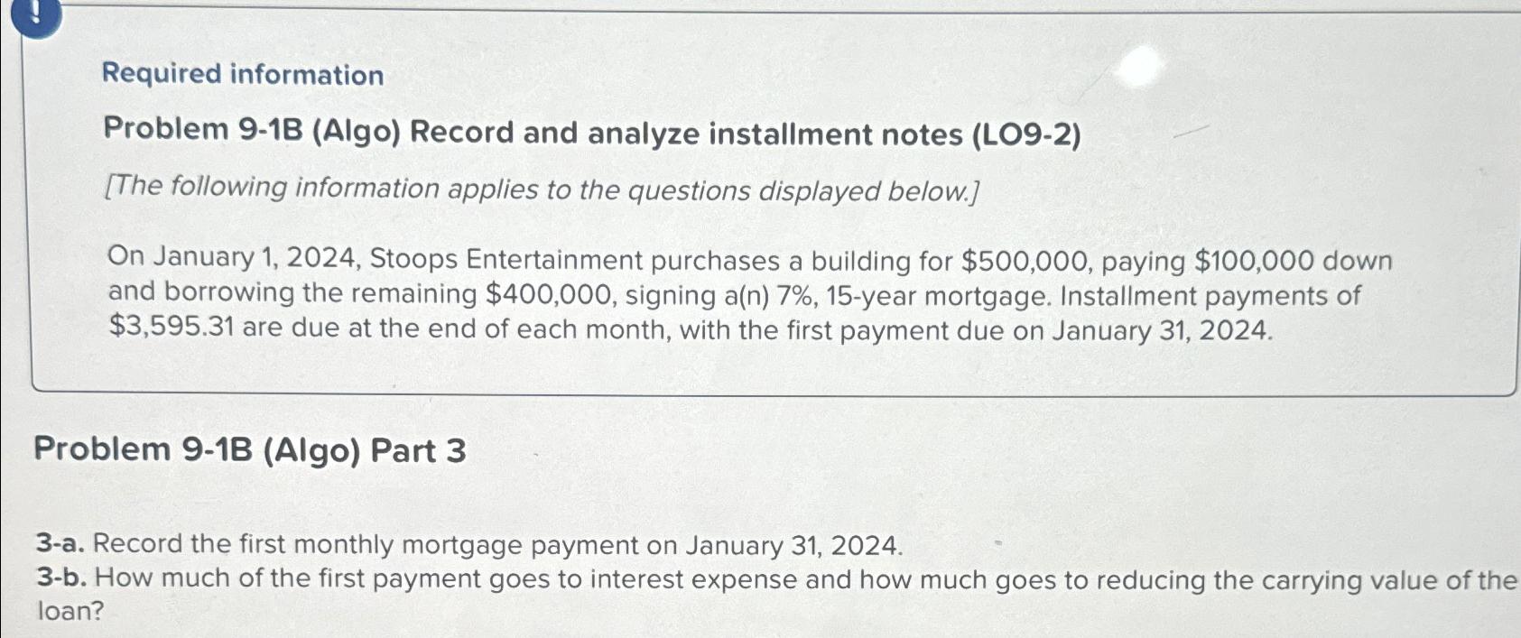Solved Required informationProblem 9-1B (Algo) ﻿Record and | Chegg.com