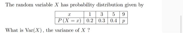 Solved The random variable X has probability distribution | Chegg.com