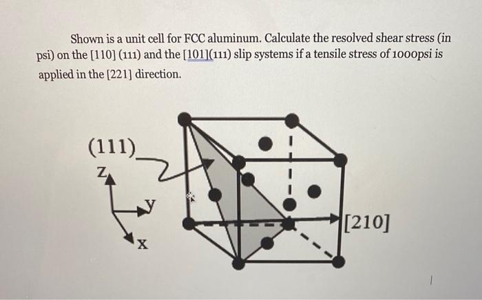 Solved Shown is a unit cell for FCC aluminum. Calculate the | Chegg.com