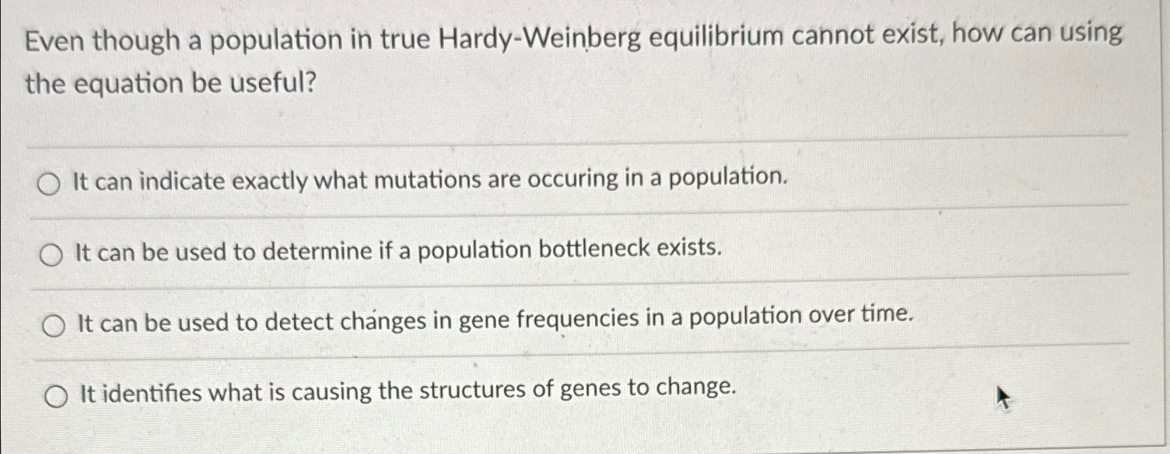 Solved Even though a population in true Hardy-Weinberg | Chegg.com
