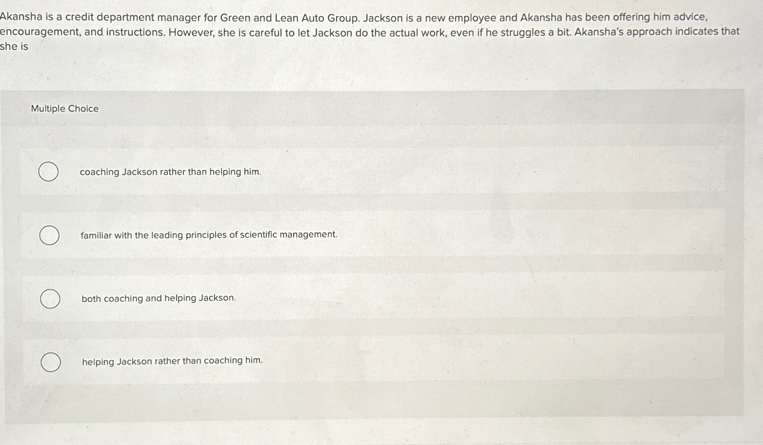 Solved Akansha is a credit department manager for Green and | Chegg.com