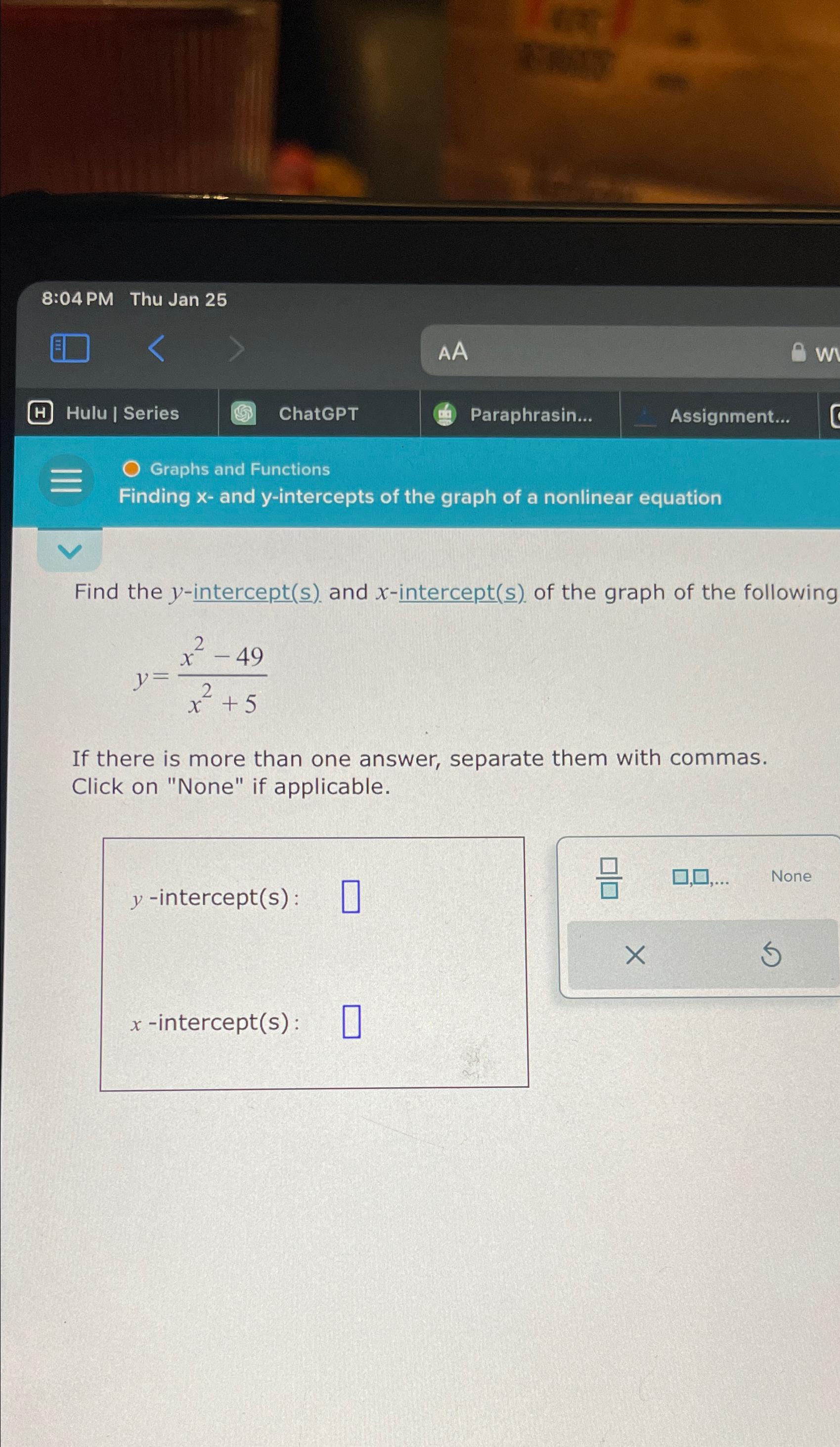Solved 8:04 ﻿PM Thu Jan 25AAHulu | | Chegg.com